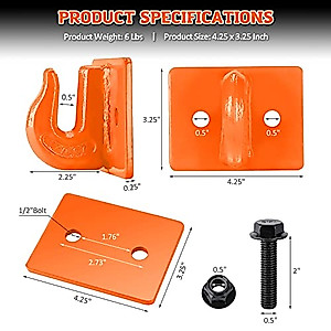 AUTOBOTS 3/8" Tractor Bucket Grab Hook (2 Pack), 15,000lbs Break Strength Grab Hooks with Grade 70 Forged Steel Bolt Compatible for John-Deere Truck UTV ATV Tractor Bucket(Orange)