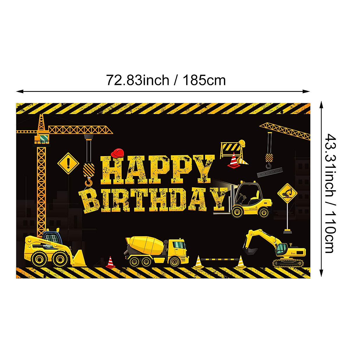 Tatuo Construction Happy Birthday Backdrop Banner Construction Party Supplies Dump Truck Party Decoration for Kids Boys Construction Birthday Party Favors