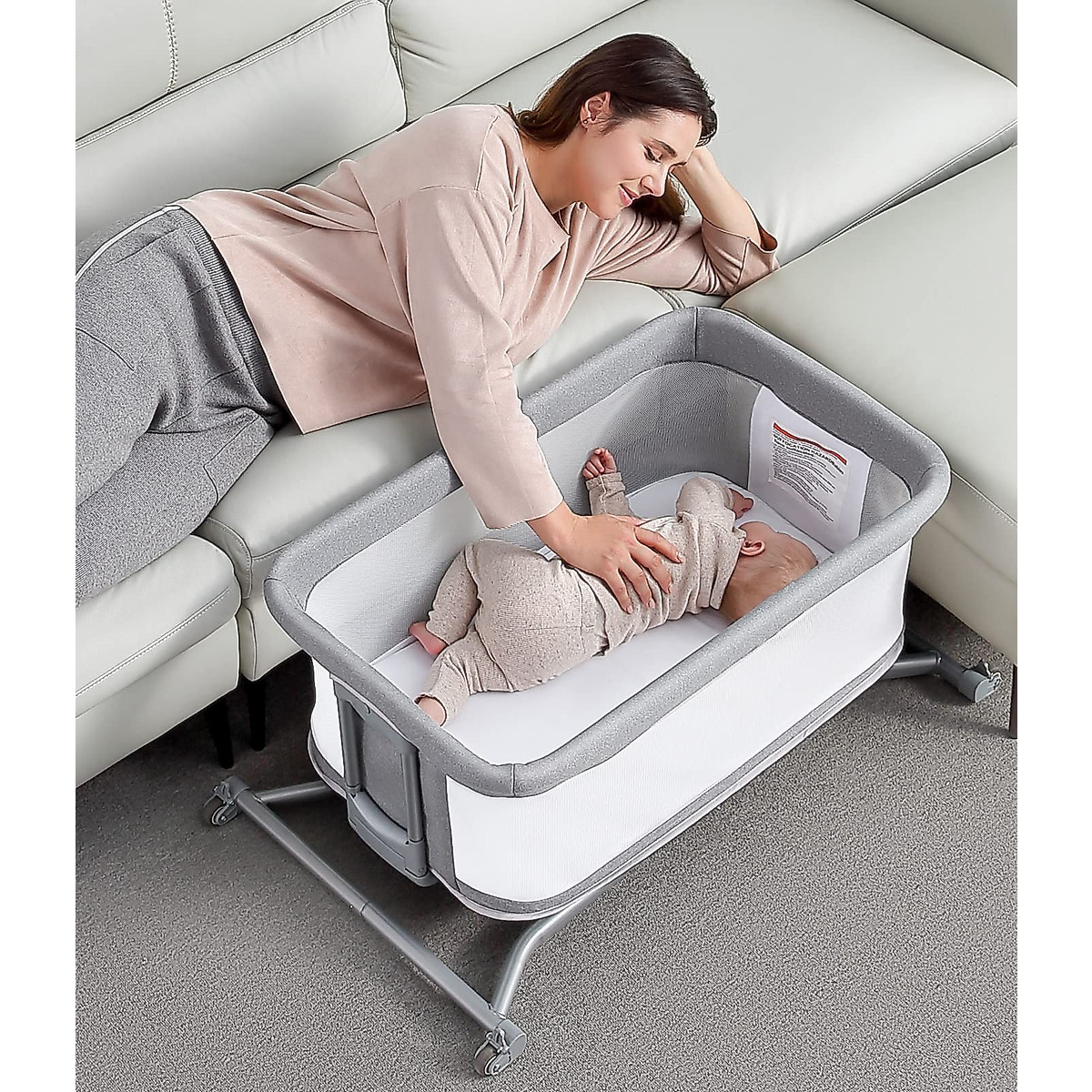 RONBEI Baby Bassinet, Bedside Bassinet for Baby Easy Folding and Storage Bassinets for Newborn/Infants Portable Travel Lightweight Bassinet