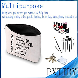 PXTIDY Theatre Life makeup Bag Drama Theater Gifts Comedy Tragedy Mask Theatre Drama Bag Drama Actor Actress Gifts Pouch(beige)