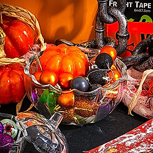 Tessco 2 Pcs 70oz Glass Pumpkin Candy Jar with Lid Halloween Pumpkin Jars Candy Bowl for Halloween Home Decoration(Clear, Large, Small)