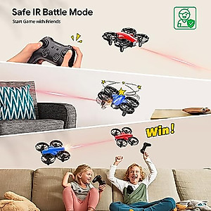TOMZON A24 Mini Drone for Kids with Battle Mode, Kids Drone with Throw to Go, High Speeds Rotation, Self Spin & 3D Flip, RC Quadcopter with Altitude Hold, Headless Mode, 3 Batteries, Blue