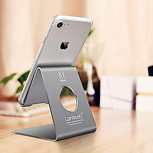 Lamicall Cell Phone Stand, Phone Dock : Cradle, Holder, Stand, Compatible with Phone 12 Mini 11 Pro Xs Xs Max Xr X 8 7 6 6s Plus 5 5s 5c All Android Smartphone Charging, Accessories Desk - Gray