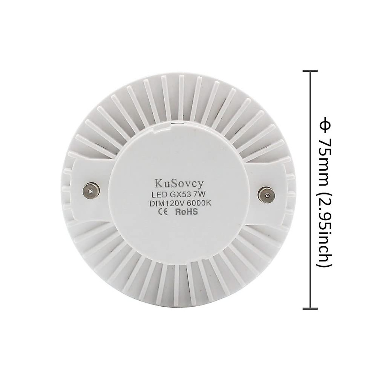 KuSovcy Gx53 LED Light Bulb, 7W 6000K Daylight Traditional Halogen Replacement GX53 Spotlight Recessed Lighting for Cabinet,Exhibition,Showcase,Shop Showroom,Ceiling Lamp, 2-Pack