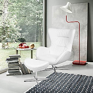 Flash Furniture White LeatherSoft Swivel Wing Chair and Ottoman Set