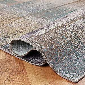 SUPERIOR Arabella Modern Distressed Diamonds Polypropylene Indoor Area Rug, 2'7" x 8', Beige