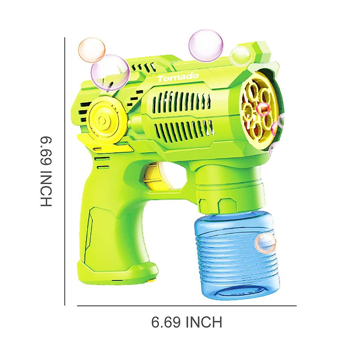 Set of Two Bubble Shooter Guns Green & Blue Bubble Blaster Toy Gun, 2 Bottles of Bubble Refill Solution and Batteries Included