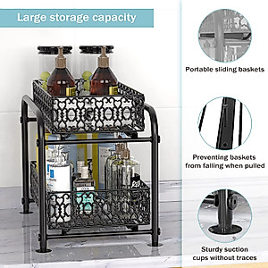 Pull Out Cabinet Organizer, 2-Tier Under Sink Organizer with Sliding Storage Basket Drawers, Metal Under Sink Organizers and Storage for Bathroom and Kitchen Under Sinks, Cabinets and Countertops
