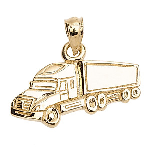 CaliRoseJewelry 10k Yellow Gold Big Rig Truck Driver Pendant (25mm x 19mm) Weight: 2.7 Grams