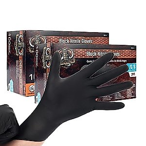 IRON MAMMOTH Nitrile Gloves Disposable Large Black Cleaning Gloves for Household 200-Count