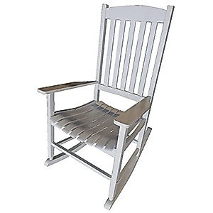 NOrhi Outdoor Wood Porch Rocking Chair, White Color, Weather Resistant Finish
