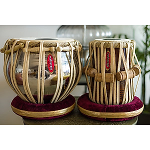 MAHARAJA Basic Tabla Set, Student Tabla Set, Steel Bayan, Dayan, Hammer, Cushions & Cover - Perfect Tablas for Students and Beginners on Budget, Tabla Drums, Indian Hand Drums (PDI-IB)