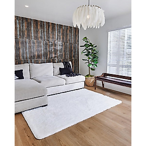 Ophanie 5 x 8 Rugs for Living Room,White,Large Fluffy Fuzzy Plush Shag Shag Comfy Soft，Non-Slip Indoor Floor Carpet,for Kids Boys Girls Dorm，Room,Bedroom,Playroom，Home Decor Aesthetic