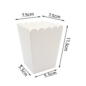 ccHuDE 24 Pcs Paper Popcorn Containers Boxes Tall Large Popcorn Bucket White Snack Box Cardboard Candy Boxes Popcorn Machine Accessories for Movie Night Favors
