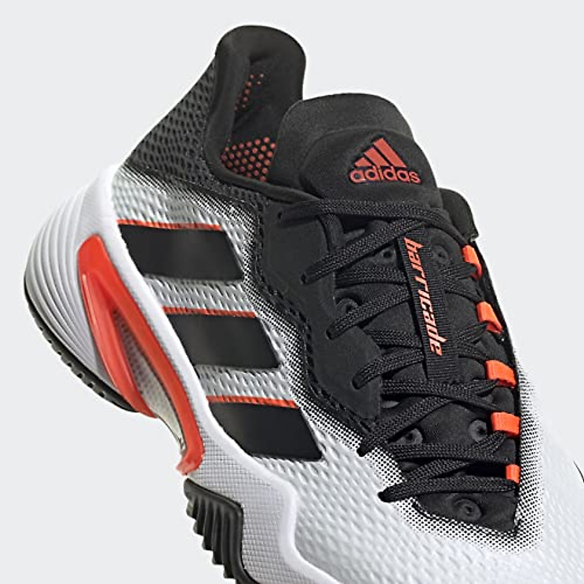 adidas Men's Barricade Tennis Shoe, White/Core Black/Solar Red, 9