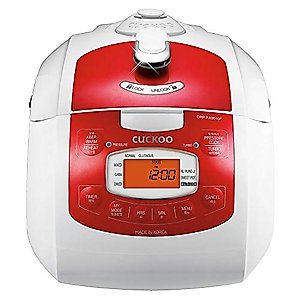 CUCKOO CRP-FA0610FR | 6-Cup (Uncooked) Pressure Rice Cooker | 11 Menu Options: Quinoa, Brown Rice & More, Voice Guide, Made in Korea | White/Red