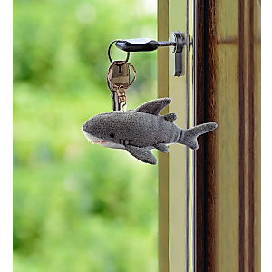 Puzzled Shark Plush Keychain Stuffed Animal Toy - Soft Fur Ocean Life Animal Grey Shark Charm Keyring, Cute Decorative Plush Toy Accessory Fun Buddy For Kids Bag, Purse, Backpack, Handbag - 4 Inches