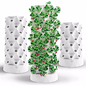 Nutraponics Hydroponics Tower - Hydroponics Growing System for Indoor Herbs, Fruits and Vegetables - Aeroponic Tower with Hydrating Pump, Timer, Adapter, Seeding Bed & Net Pots (Aqua 48)