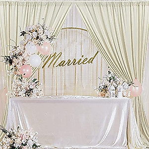 10 ft x 10 ft Wrinkle Free Ivory Backdrop Curtain Panels, Polyester Photography Backdrop Drapes, Wedding Party Home Decoration Supplies
