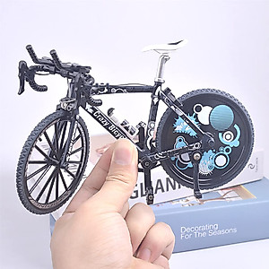 Ailejia Mini Bike Ornament Toy Doodle Bicycle Mountain Cake Topper Dirt Bike Party Decorations BMX Finger 1:8 Scale Curved Simulation Toys for Home Decor,Collection (Black)