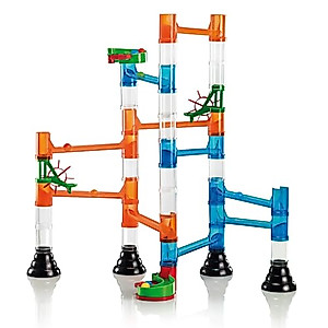 Quercetti Transparent Marble Run - 45 Piece Basic Building Set - Classic Construction Toy Perfect for Beginners Ages 4 and Up (Made in Italy)