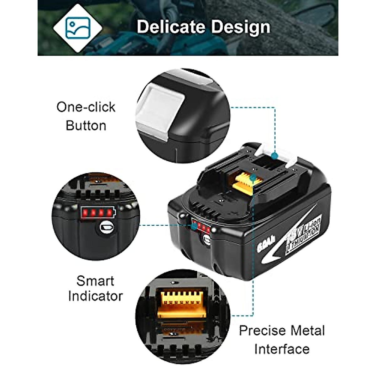 Amityke Battery for Makita 18V Battery 6.0Ah, 4Pack Replacement Batteries Compatible with Makita 18 Volts Battery BL1860 BL1820 1830B 1840B 1850B, Fit with Original Makita 18V Battery Chargers