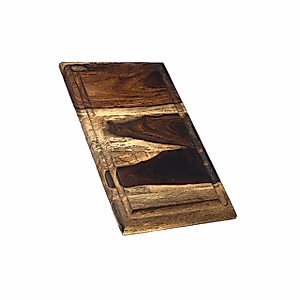 Mountain Woods Brown Large Organic Hardwood Sheesham Cutting Board w/Juice groove | Cheese Board | Chopping board | Charcuterie board | Butcher Block - 19" x 11" x 0.75"