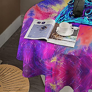 Colorful Retro Gamepad Waterproof Antiwrinkle Tablecloths Abstract Watercolor Video Game Gamer Tie Dye Design for Dining Table, Buffet Parties and Camping 70x70in