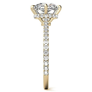 10K Solid Yellow Gold Handmade Engagement Ring 3 CT Cushion Cut Moissanite Diamond Solitaire Wedding/Bridal Ring for Women/Her Propose Ring (6),White