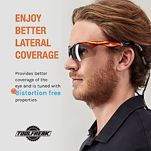 ToolFreak Rebel Safety Glasses - Light Grey - Lens Designed for Both Indoor & Outdoor Use - UV Protection, ANSI Z87-2020 Rated, Distortion-Free & Anti-Fog Coating - Hard Case & Cloth