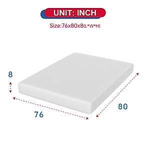 FDW 8 Inch King Mattress Gel Memory Foam Mattress for Cool Sleep & Pressure Relief, Medium Firm Mattresses CertiPUR-US Certified/Bed-in-a-Box/Pressure Relieving （8 inch, King）
