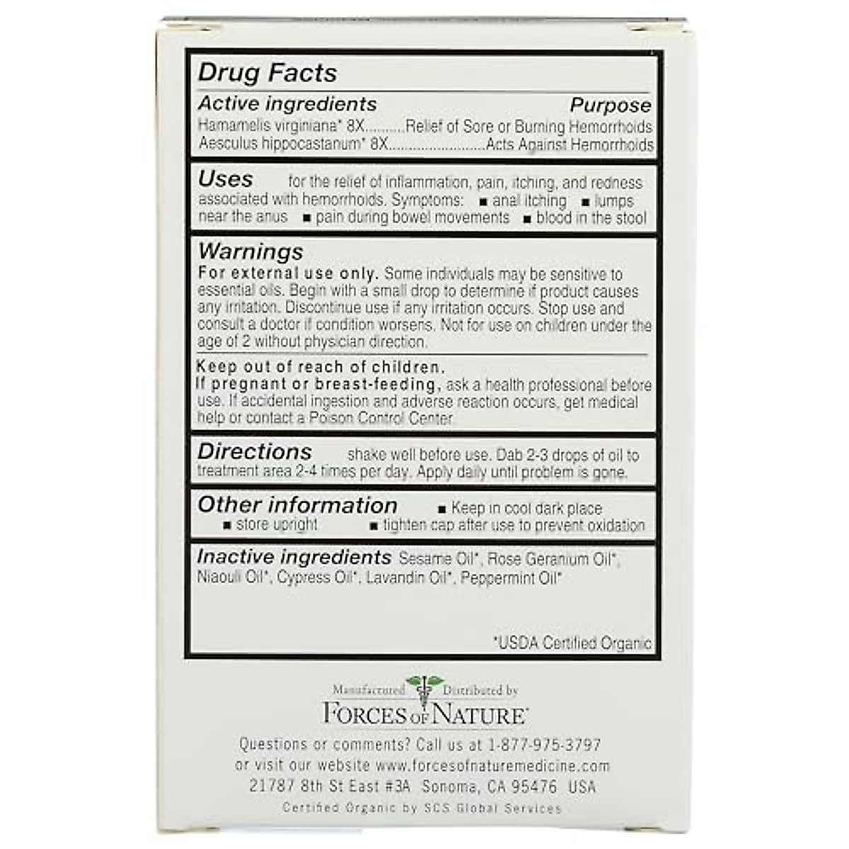 FORCES OF NATURE Organic Hemorrhoid Control Extra Strength, 0.37 OZ