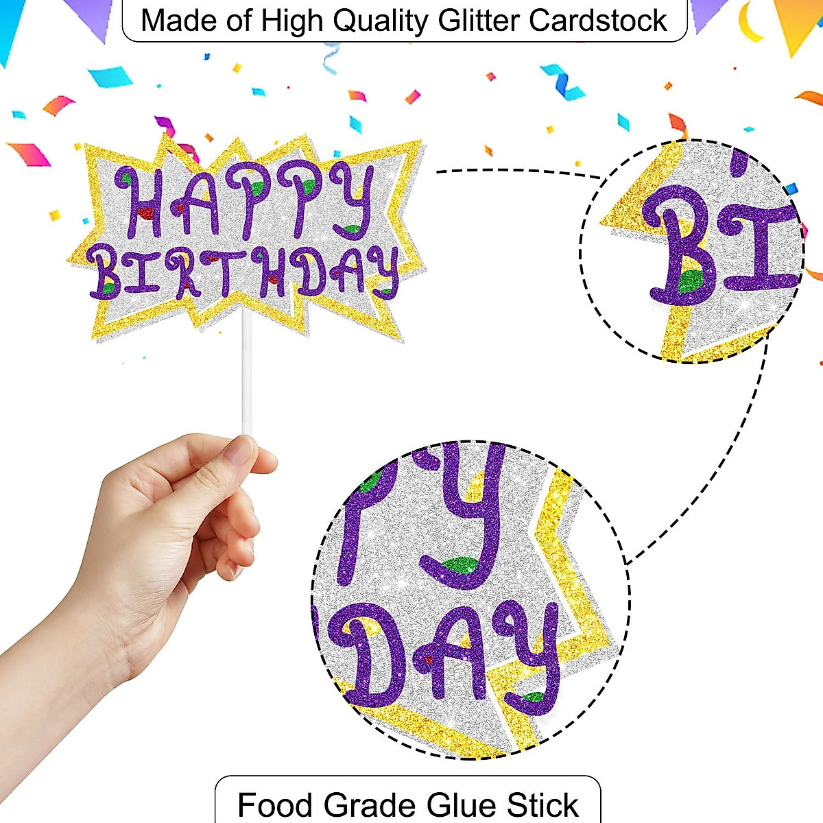 Cartoon Happy Birthday Cake Toppers for Kids - Perfect as cartoon-themed birthday party, baby shower party, or TV show party decorations for boys or girls - SugarGer