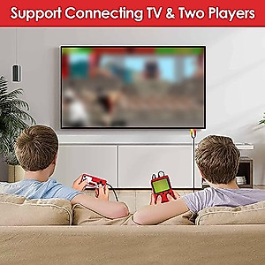 Retro Handheld Game Console with 500 Classic FC Games, Portable Retro Game Console, 3-inch LCD Screen and Add-on Controller, Handheld Game Console Supports Connectivity to TV and Two Players (RED)