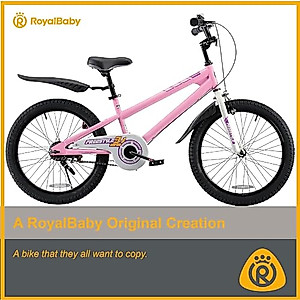 RoyalBaby Freestyle Kids Bike 20 Inch Wheel Bicycle Teens BMX with Dual Hand Brakes Kickstand Boys Girls Ages 6-10 Years, Pink