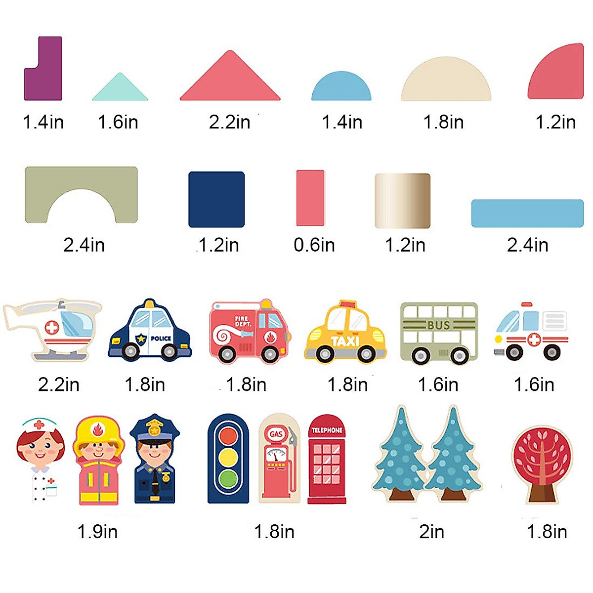 120PCS Wooden Blocks, Preschool Learning Educational Toys, Wooden Toddler Toys with City Map Construction, Stacking Blocks for 3+ Years Old Kids Boys Girls Children (Multicolored)