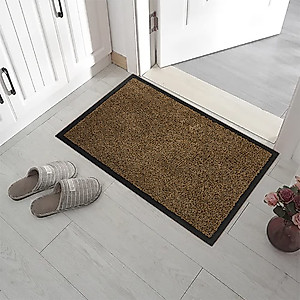 Matace Microfiber Super Absorbent Home Entrance Door Mat, Indoor and Outdoor Floor Mat with Non Slip Backing, Dirt and Mud Trapper Front Door Rug for Entryway (24"x36", Brown)