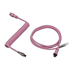 AZURAOKEY 1.8m Aviation Connector 2 in 1 Type-C to USB Coiled Cable Woven Mesh Desktop Computer Aviation Connector for Mechanical Keyboard