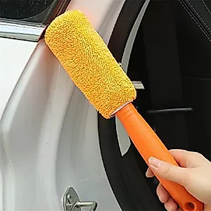 InfantLY Bright Wheel Rim Brush, Microfiber Metal Free & Cleaning Long Easy Reach Detailing Car Wash Cleaner Tool for Wheels Exhaust Tips Motorcycles Bicycles Grills