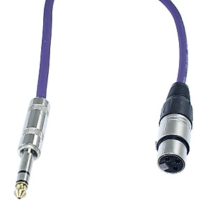 MCSPROAUDIO 1/4" TRS to 3 Pin XLR Female Pro Audio Patch Cable Balanced and Shielded (3 Foot Feet ft Long, Purple)