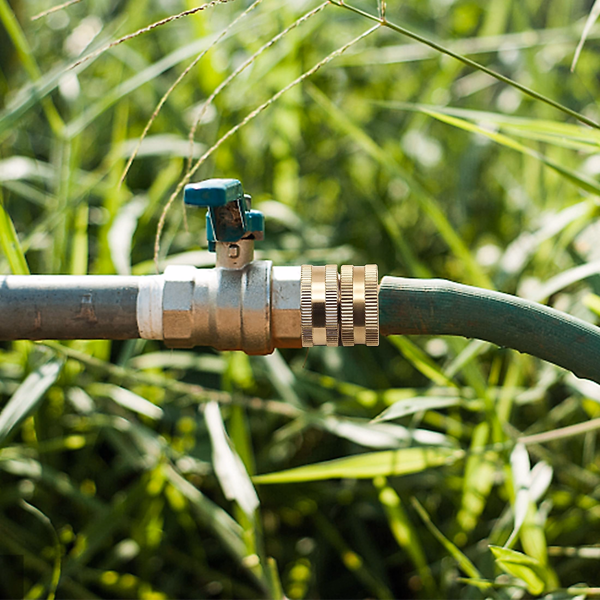 Lifynste 2 Pack 3/4" Heavy Duty Brass Garden Hose Adapter with Dual Swivel for Male Hose to Male Hose, Double Female