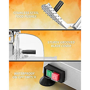 WILPREP Commercial Meat Slicer, 10-Inch Stainless Steel Blade Meat Slicer with Adjustable Thickness(0-0.5"), Bread Butter Chicken Food Slicer Kitchen Appliance