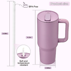 Pawtong 40oz Magnetic Lid Insulated Tumbler with Handle, 360° Rotating & Removable Cover, Leak-Proof Travel Mug with Soft Silicone Straw for Drivers, Commuters, Road Trips, Dishwasher Safe (Purple)