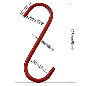 NX Garden 12pcs Utility Hook Red Coated S Shape Hooks for Kitchenware Pots Utensils Clothes Bags Towels
