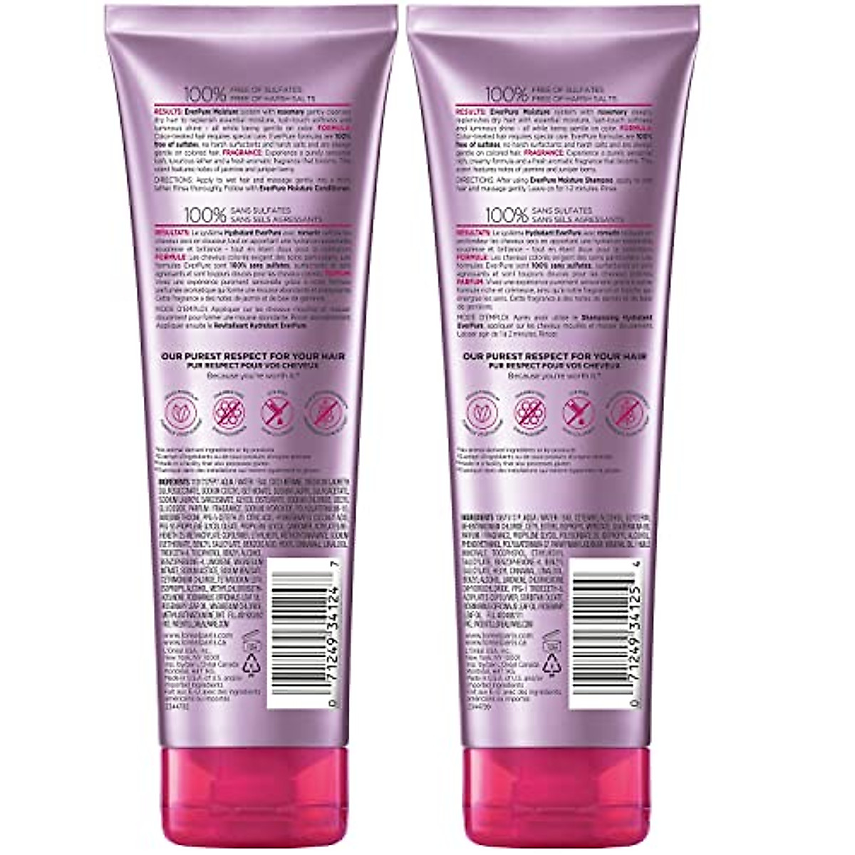 L'Oréal Paris EverPure Moisture Sulfate Free Shampoo and Conditioner for Color-Treated Hair, 8.5 Ounce (Set of 2)