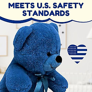 Grandma Smiley's Plush Best Friends Super Color Blue Teddy Bear Stuffed Animal, 9-inch Hypoallergenic Small for Christmas, Newborn Baby Shower, Girlfriend, Boyfriend, Graduation