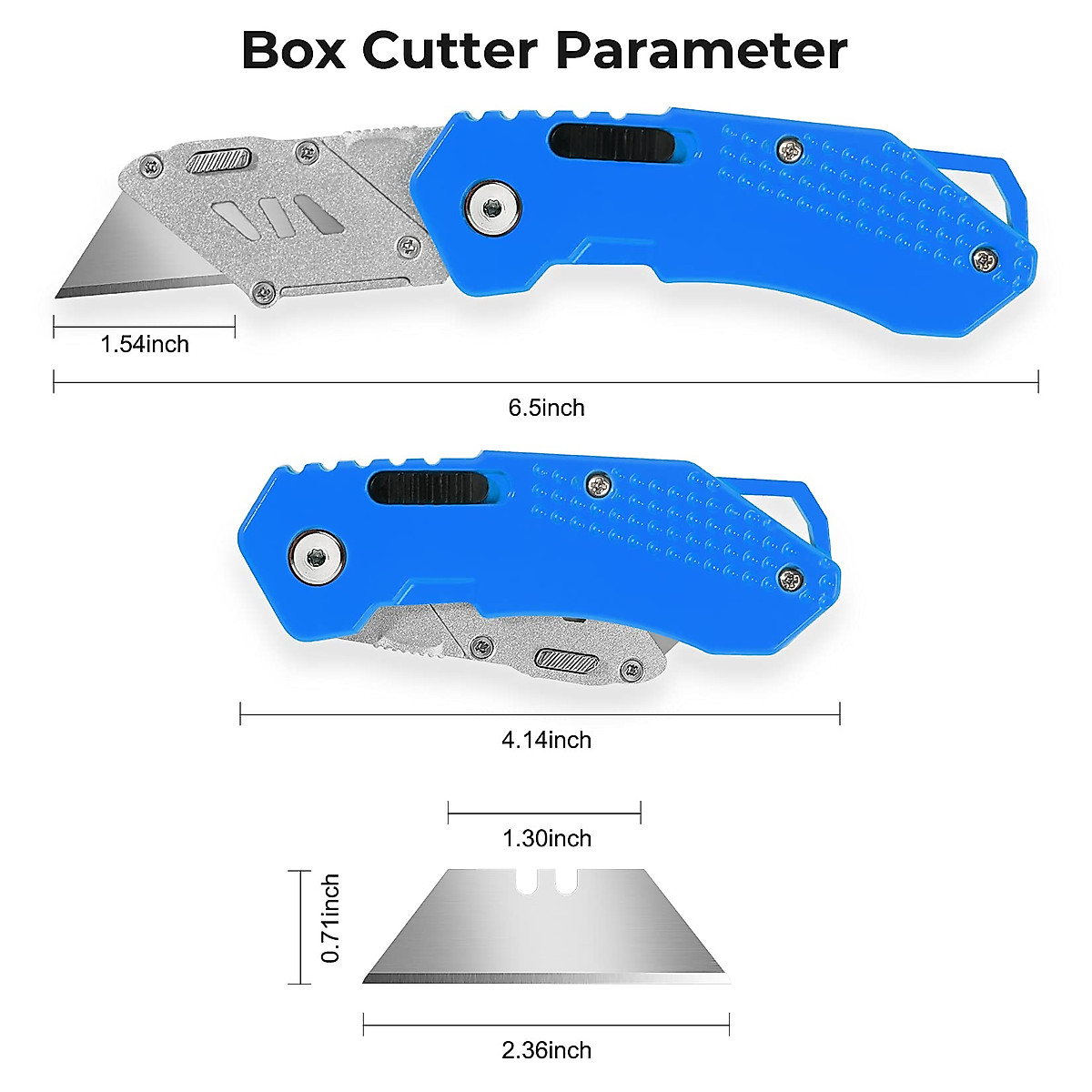 DIYSELF 3 Pack Box Cutters for Work, Folding Utility Knife, Razor Knife Utility Folding, Extra 30 SK5 Steel Blades Included, Box Knife for Work, Folding Box Cutter, Box Opener for Packages (3 Blue)