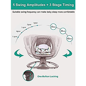 Baby Bouncer Baby Cradle Portable Swing Infant Motorized Adjustable Rocker with Bluetooth Music Speaker and 5 Swaying Gears Preset Lullabies and Smooth Remote Control (Pink)