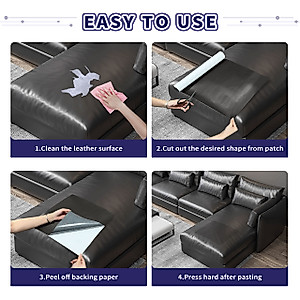 Leather Repair Patch Tape Kit, Self Adhesive Leather Repair for Furniture, Couch, Sofa, Car Seats,Office Chair,Vinyl Repair Kit.30inx16in