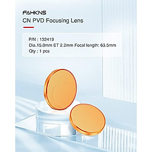 FAHKNS PVD ZnSe CO2 Laser Lens Dia:15mm/0.59" FL63.5mm/2.5" T2.2mm Focus Lens for CO2 Laser Engraving Cutting Engraver/Cutter 50w-100w
